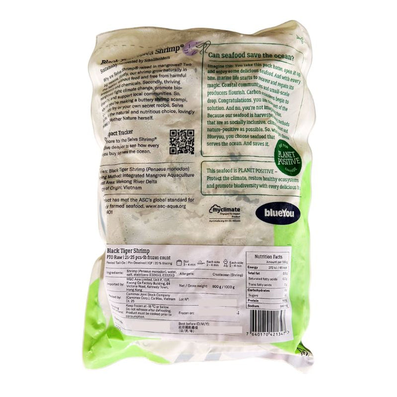 Selva Shrimp Frozen Sustainable Black Tiger Prawn - 1kg — FoodCraft ...